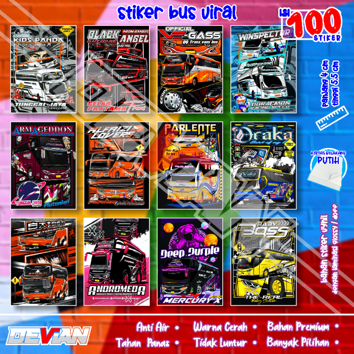 isi 100 stiker bus viral | kids panda 2 black angel ve-gass winspector ...