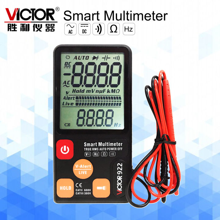 Smart Digital Multimeter VICTOR 922 LCD Volt Meter Ammeter Ohms Tester ...