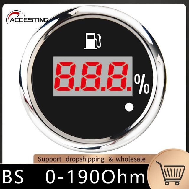 52MM Boat Digital Fuel Level Gauge LCD Waterproof Marine Car 240~33 ohm /0~190 ohm Oil Meter ...