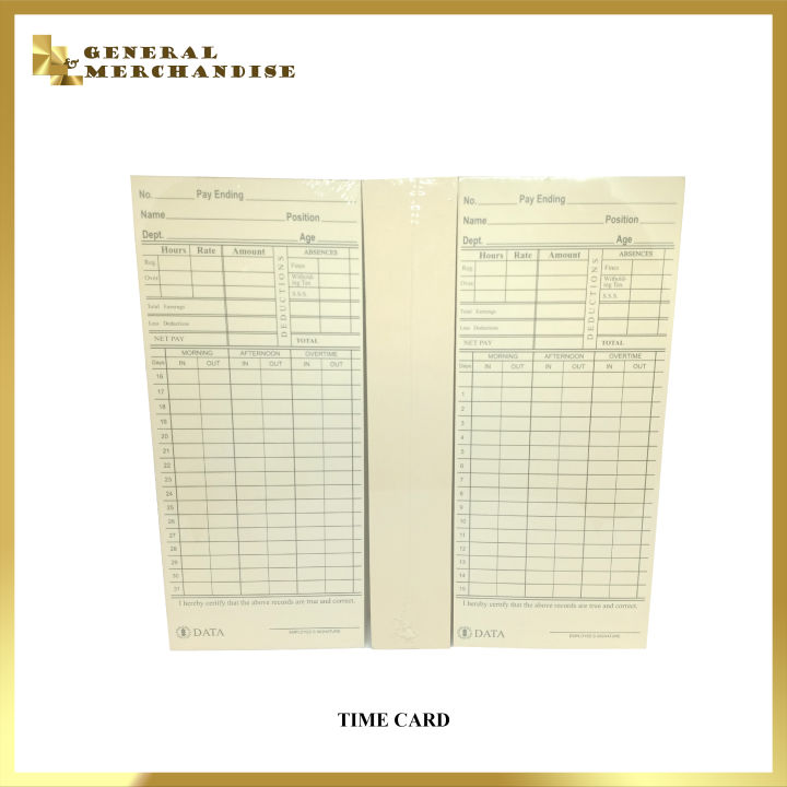 DATA TIME CARD 14 Points 7 1/2" x 3-3/8" 100pcs/pack | Lazada PH