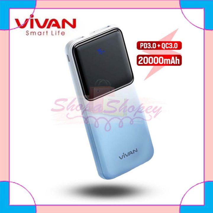 VIVAN VPB-D20 Powerbank 20000mAh Fast Charging QC 3.0 PD 22.5W 2 Input ...