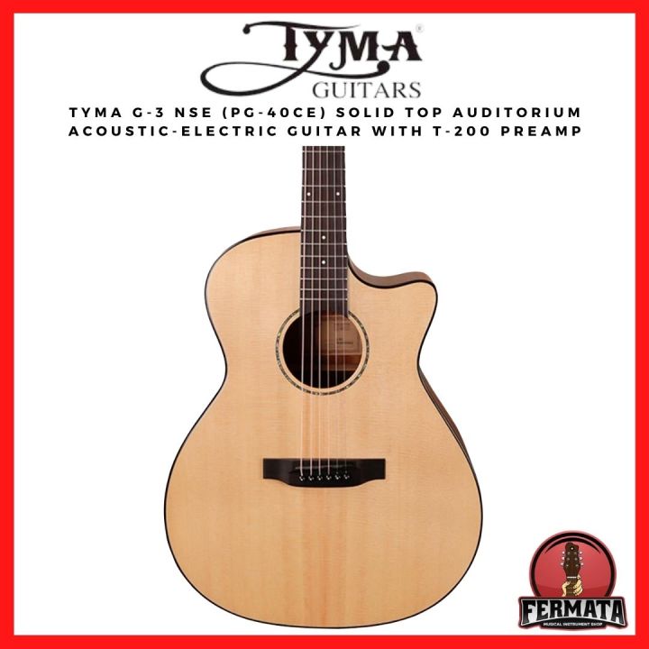 Tyma G-3 NSE Solid Top Auditorium Acoustic-Electric Guitar with T-200 ...