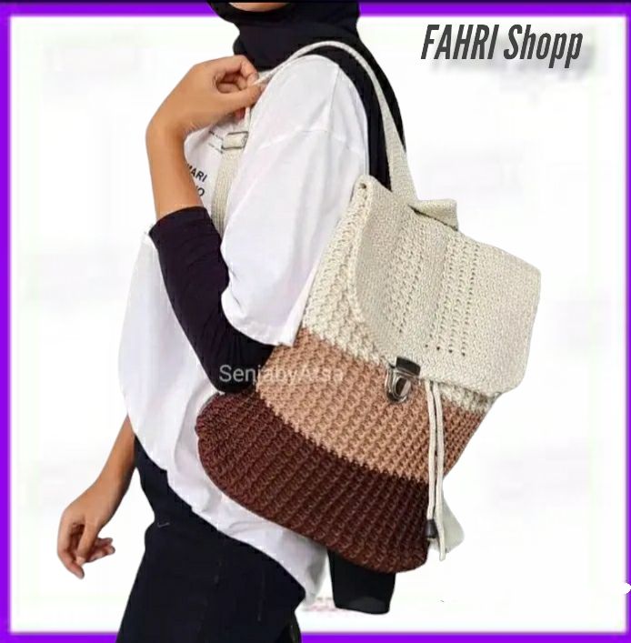 tas ransel bahan rajut /tas gendong rajut kombinasi warna premium ...