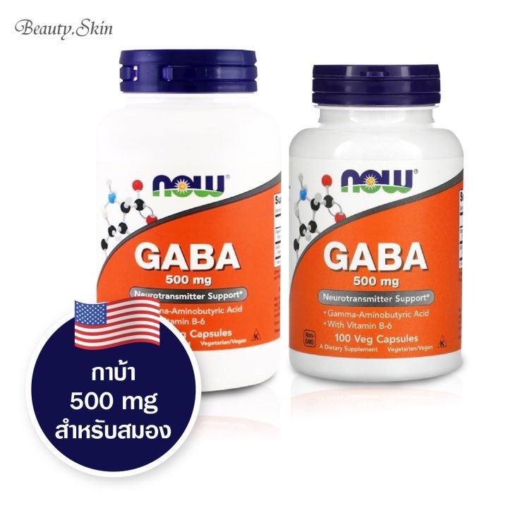 NOW Foods GABA 500 mg, B-6 2 mg-100 Capsules | Lazada.co.th