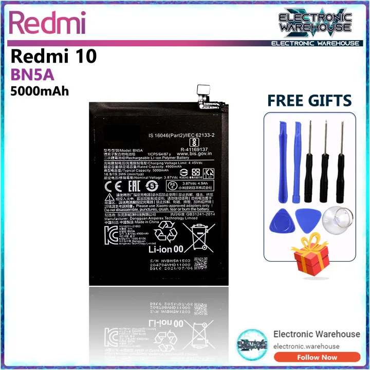 Battery for Redmi 10 Model BN5A 21061119AG 21061119DG 21061119AL ...