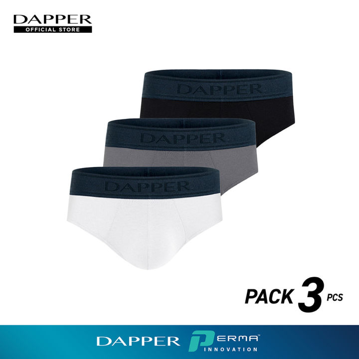 DAPPER [แพ็ค 3 ชิ้น] กางเกงชั้นในชาย Dapper Perma Cotton ทรง Briefs คละสี | Lazada.co.th
