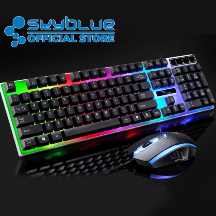Gaming Keyboard Mouse Computer G21 Rainbow Color LED Light USB Wired ...