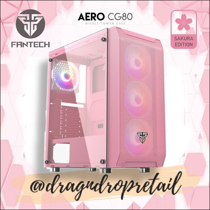 FANTECH CG80 AERO Sakura Edition Mid Tower Gaming Desktop PC Case with ...