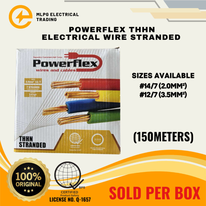 (PER BOX) Powerflex THHN (STRANDED WIRE) #14(2.0mm²) #12(3.5mm² ...