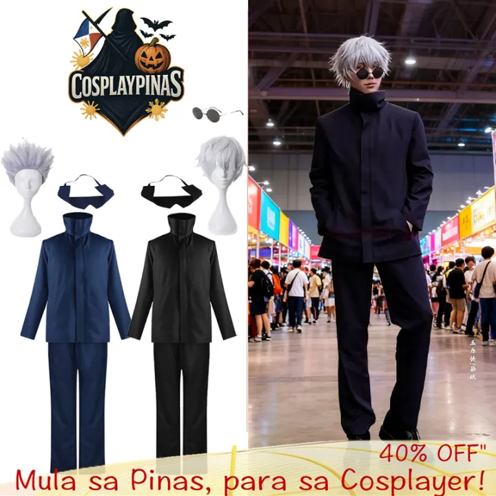 Anime Jujutsu Kaisen Gojo Satoru Costume for Adult Men Top Pants Wig ...