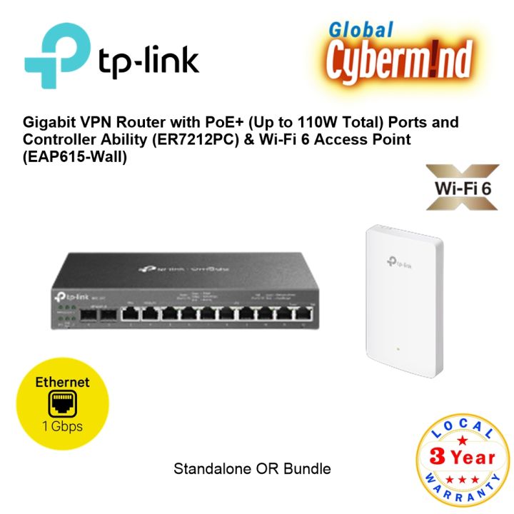 TP LINK Omada 3-in-1 Gigabit VPN Router With PoE+ Ports and Controller ...