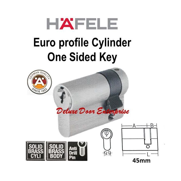 Hafele One Sided Key 45mm / Euro Profile Cylinder / Thumbturn / Profile ...