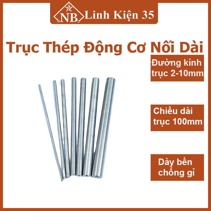 Trục thép nối dài trục động cơ dài 10cm đường kính 2mm / 3mm / 4mm ...