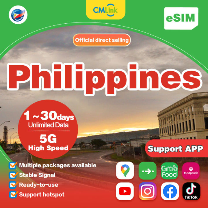 Philippines Data eSlM Card 1~30 Days Unlimited Data 5G [ Hot Spot] [ eSIM] | Lazada Singapore