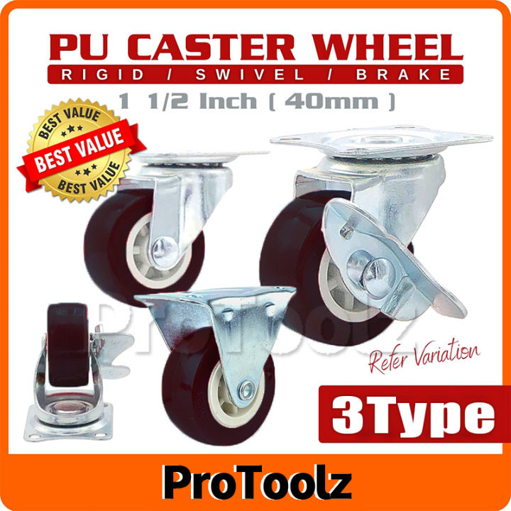 1.5-2.5 Inch Durable Heavy Duty Casters Wear Resistant Red PVC Material ...