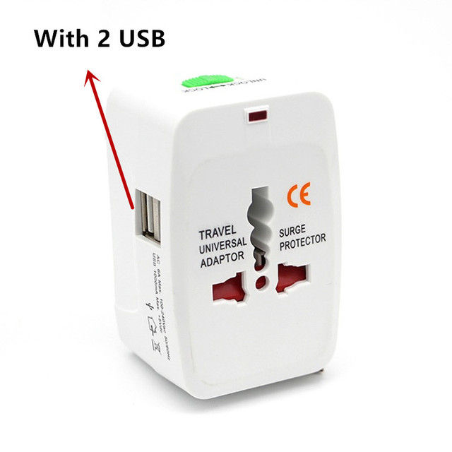 All In One Universal International Plug Adapter 2 Usb Port World Travel Ac Power Charger Adapter ...