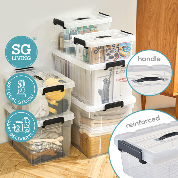 (SG Ready Stock) Reinforced Storage Box with Handle | Transparent | 6 ...