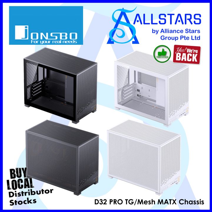 (ALLSTARS: We are Back) JONSBO D32 PRO (TG/Mesh) MATX (Black/White) Chassis (Warranty 1year with ...
