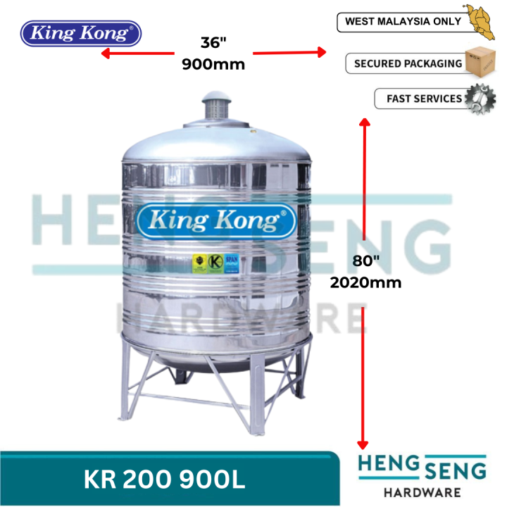 KINGKONG KR200 900L 200G SS304 WATER TANK (36D x 80H) KING KONG ( WITH ...
