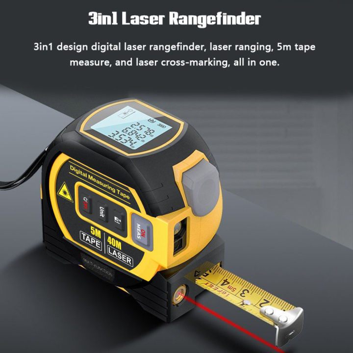 3 in 1 Laser Rangefinder 5m Tape Measure Ruler 60m Laser Ranging ...