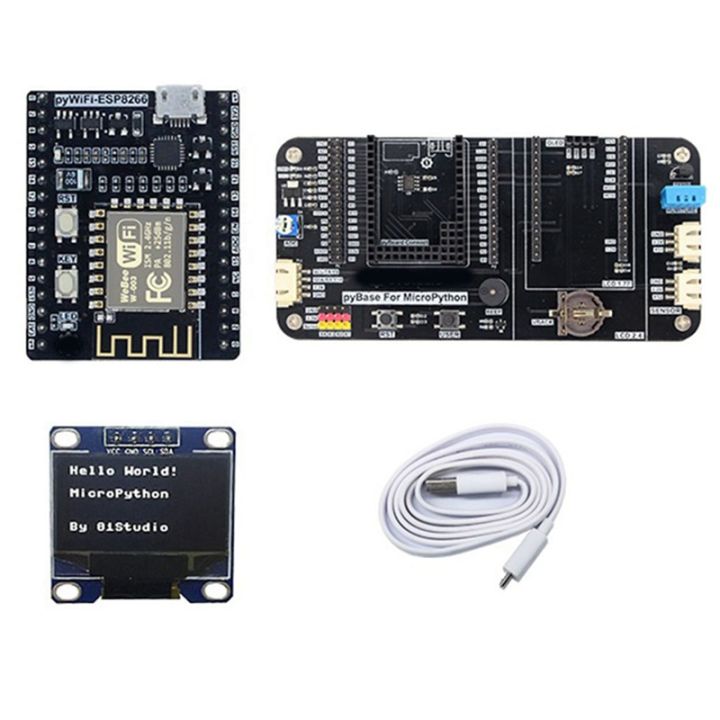 PyWiFi-ESP8266 Development Board +PyBase+0.9 Inch OLED +USB Cable Micro-Python IOT Wireless WiFi ...