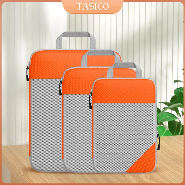 Tasico ลูกบาศก์กางเกงในแคมปิ้งกลางแจ้ง3ชิ้น,ลูกบาศก์ผู้จัดเดินทางบีบอัดได้สำหรับวันหยุดพักผ่อน ...