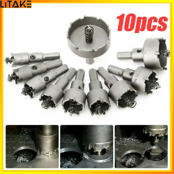 Litake 10pcs Hole Saw Set 16mm-53mm Carbide Hole Saw Kit, Tipped Drill Bit Set Cutting Hole Saw ...
