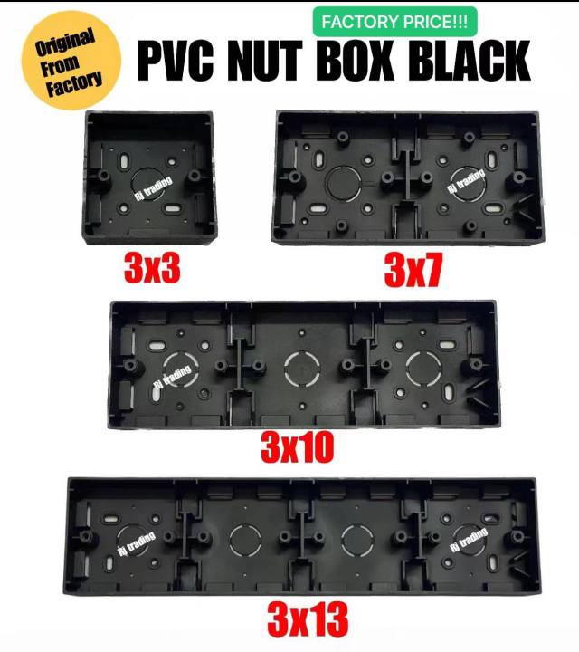 PVC Box Surface Full Black 3 x 3 3 x 7 3 x 10 3 x 13 Inch Nut Box ...