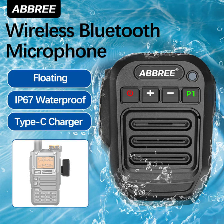ABBREE Wireless Bluetooth Handheld Speaker Mic Waterproof Two Way Radio ...