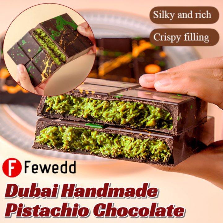 Dubai Chocolate Bar with Pistachio – Handmade Dubai Chocolate – Crispy ...
