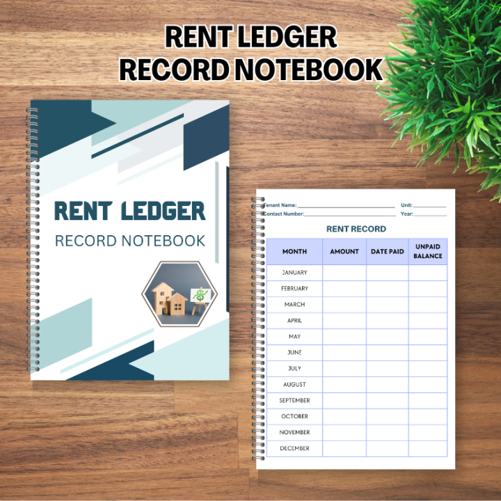 JM Creatink Rent Ledger Transaction Record Notebook Wire Bind 70 Pages ...