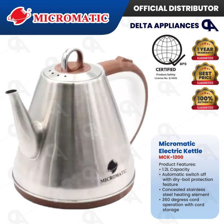 Micromatic Stainless Steel Electric Kettle 1100 Watts 1.2L Original 1 ...