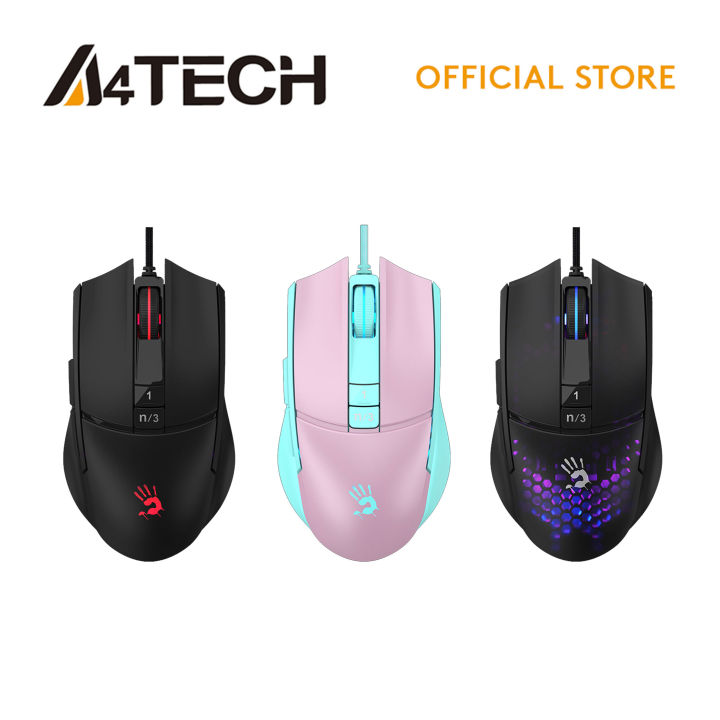 A4Tech Bloody L65 Max 12,000 CPI RGB 8000 FPS Braided Cable Lightweight Wired Gaming Mouse ...