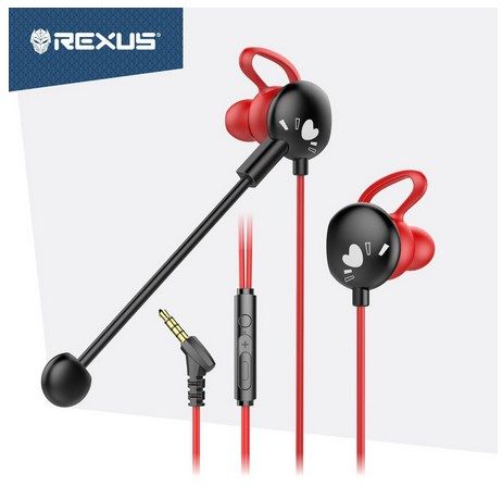 Rexus Earphone Gaming ME-4 / ME4 with Dual Microphone Free Splitter ...