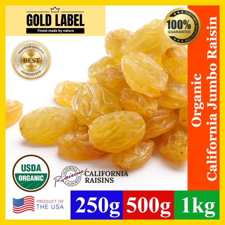 GoldLabel Organic California Jumbo Golden Raisins (Unsweetened) / Kismis 250g/500g/1kg | Lazada