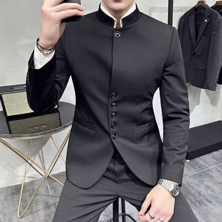 New Chinese Style Suit Business Casual Retro Stand Up Collar Suit ...