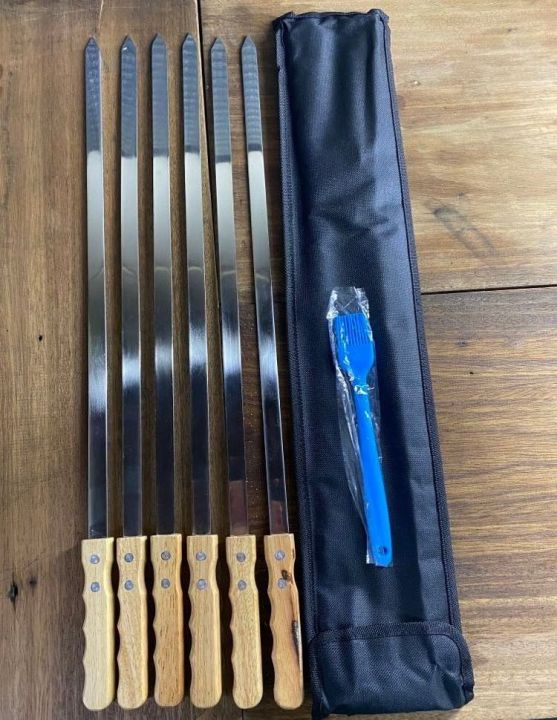 PANGCUCINA Extra Long BBQ Skewer 60cm/23.5", Long Flat Stainless Skewer ...