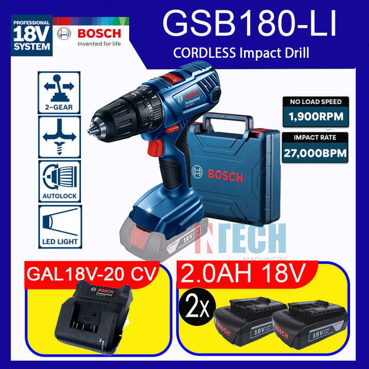 BOSCH GSB180-LI CORDLESS IMPACT DRILL/DRIVER | Lazada