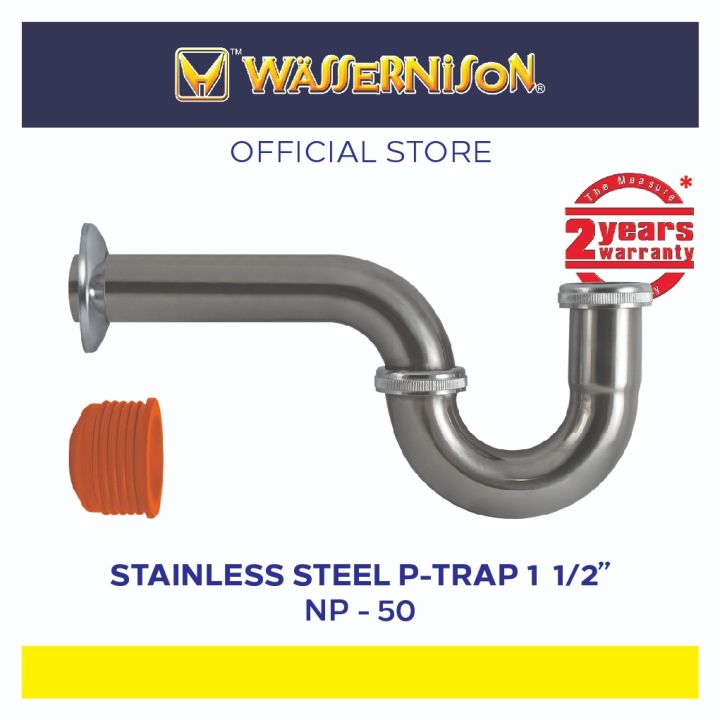 WASSERNISON STAINLESS STEEL P-TRAP 1 1/2" WITH CLEAN-OUT (2 YEARS ...