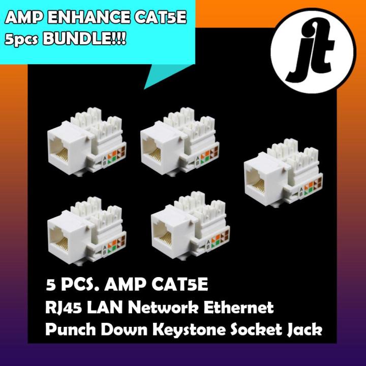 5 PCS.Cat5E RJ45 LAN Network Ethernet Punch Down Keystone Socket Jack ...