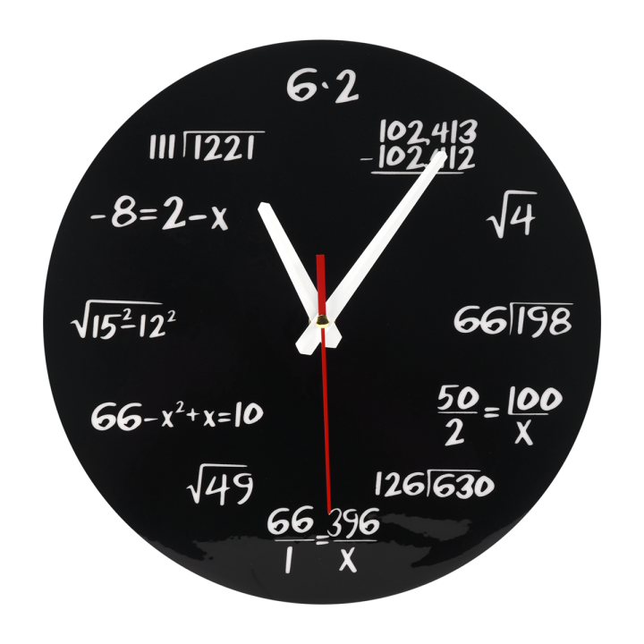 Math Wall Clock , Math Formulas Clock Quiz Clock in Black and White ...