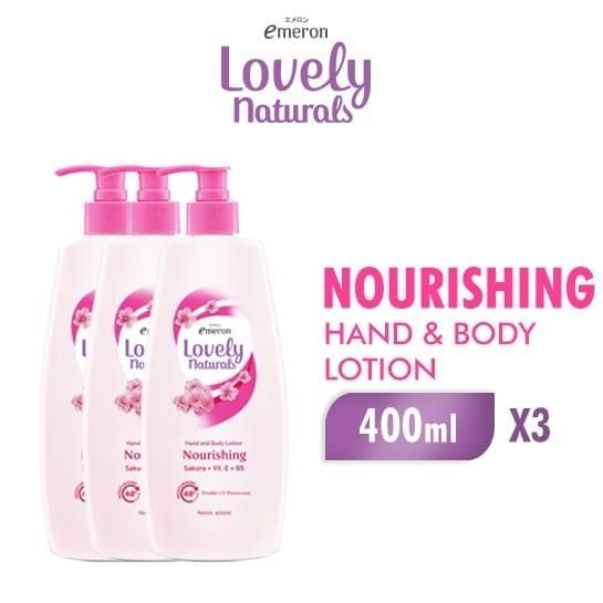 Emeron Lovely Naturals Hand & Body Lotion Nourishing Sakura 400 ml x3 | Lazada Indonesia