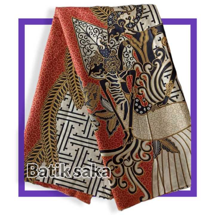 Kain batik prada gold motif wayang pagar batik saka | Lazada Indonesia