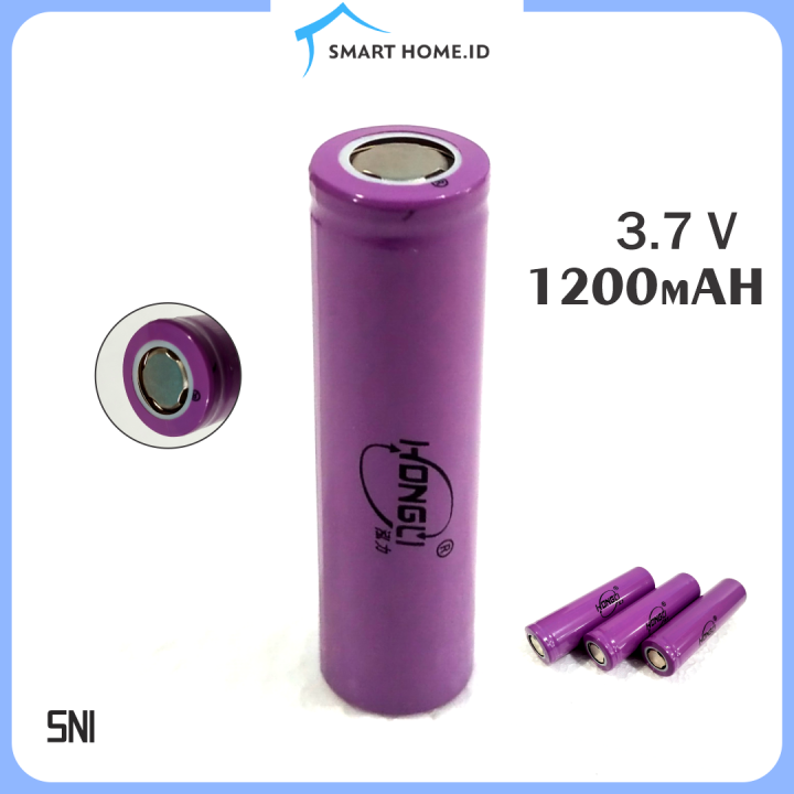 Baterai 18650 Hongli 1200mAH 3.7 Volt Ungu Flat Top Charge Ulang ...