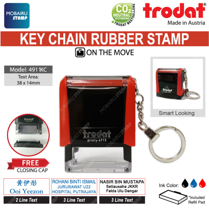 TRODAT Keychain Rubber Stamps - Customized Self-Inking Printy T4911KC ...