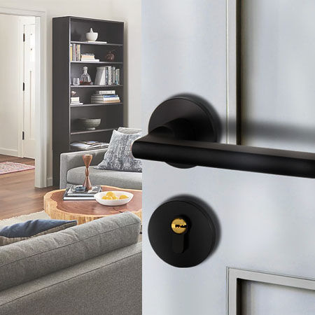 DOOR HANDLE LOCK CIRCLE - Door Handle Black Round Cover Split Right ...