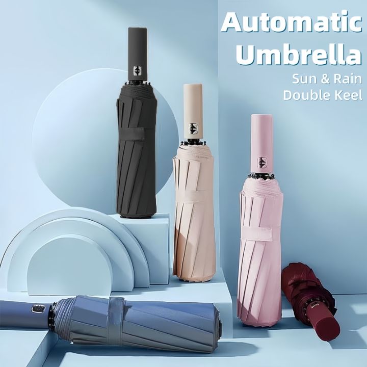TOYA 24 Ribs Umbrella Double Keel Folding Automatic Windproof Large ...