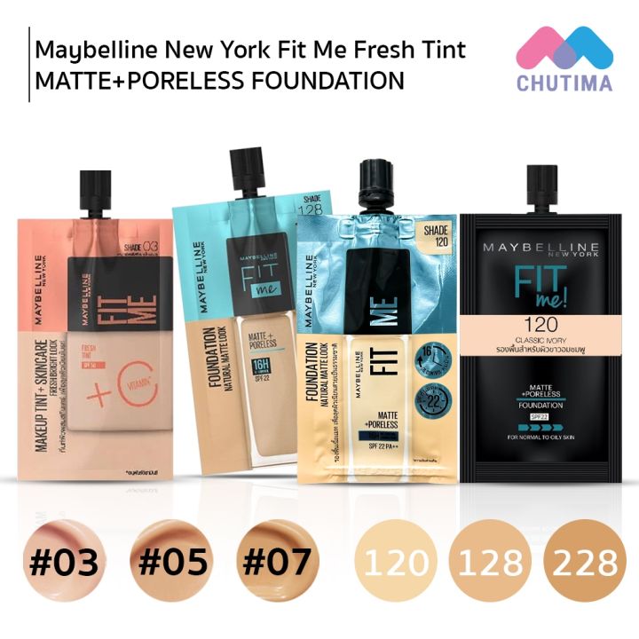 (Sachet) MAYBELLINE Fitme Foundation 5 ml. Fit Me Matte + Poreless ...