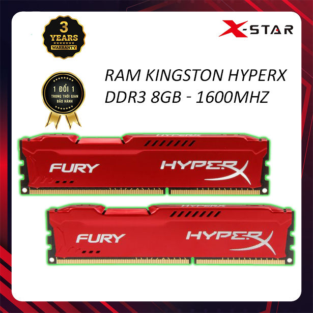 RAM Kingston HyperX Fury Red 8GB DDR3 Bus 1600Mhz Hàng nhập khẩu - bảo hành 36 tháng 1 đổi 1 ...