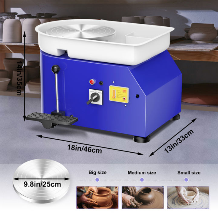 25CM 350W Electric Pottery Wheel Machine Ceramic Work DIY Clay Tool Art ...